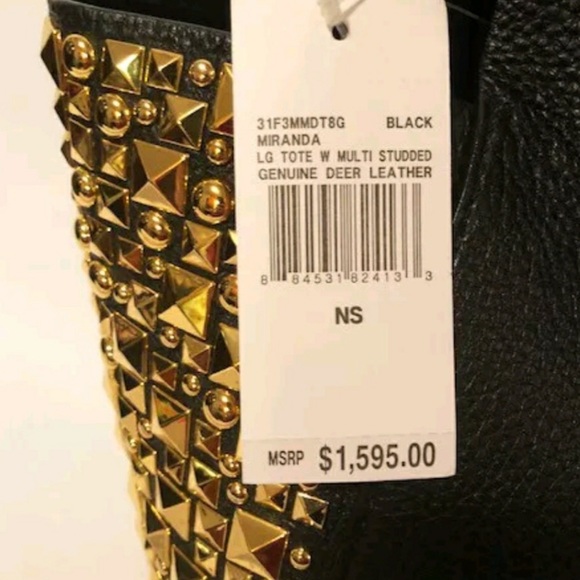 Michael Kors | Bags | Michael Kors Leather Miranda Gold Studded Tote ...